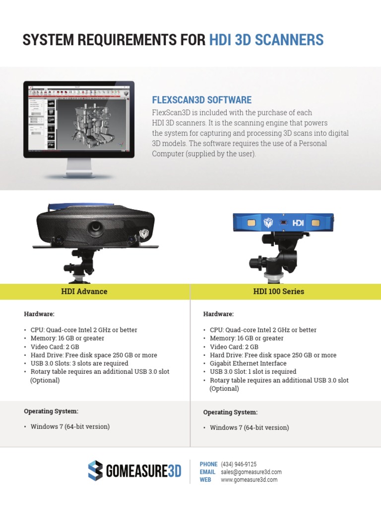 Brochure Hdi 3d Scanner System Requirements | PDF