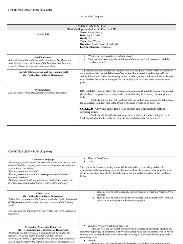 Root Words Lesson | PDF | Vocabulary | Individualized Education Program