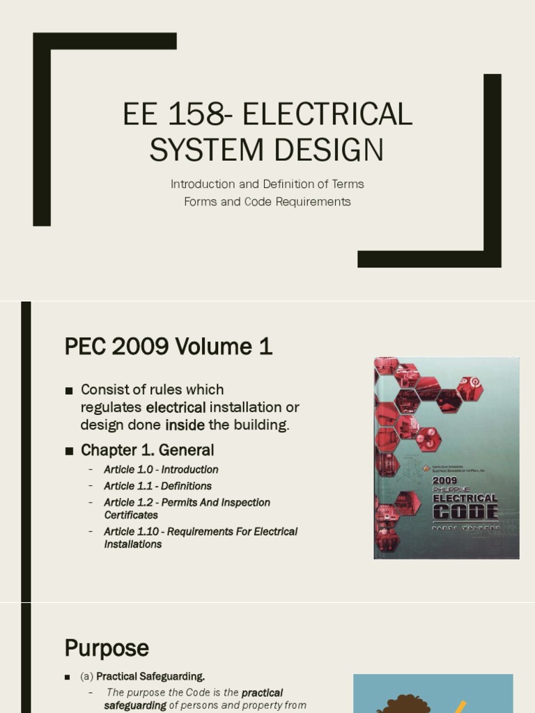 EE 158 - Electrical System Design (LECTURE 1) | PDF | Electrical Wiring ...