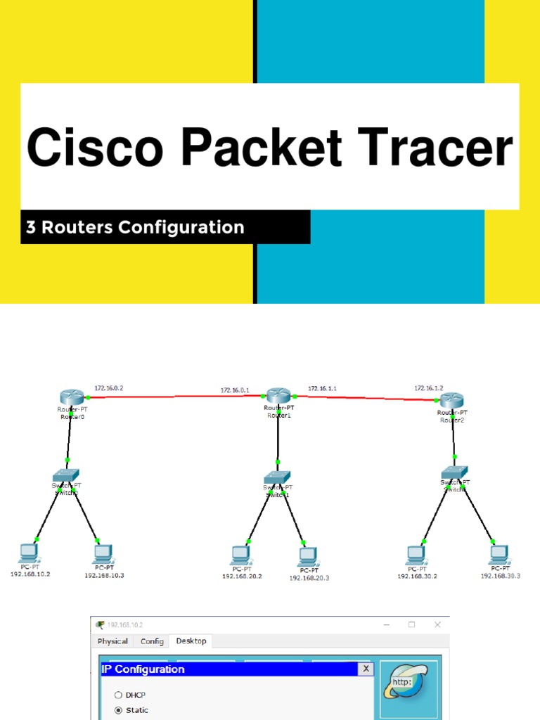 Cisco Packet Tracer: 3 Routers Configuration | PDF