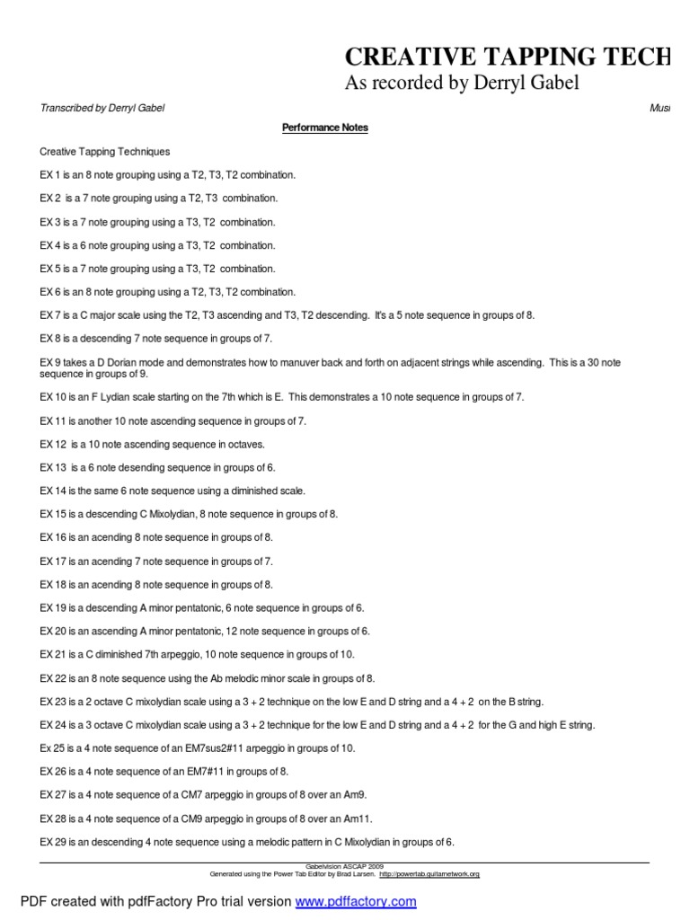 Creative Tapping Techniques PDF | PDF | Scale (Music) | Musicology