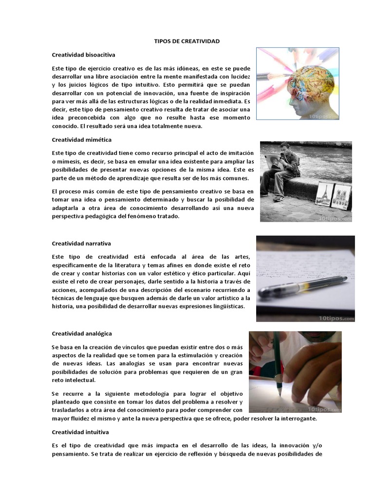 Tipos de Creatividad | PDF | Creatividad | Conocimiento