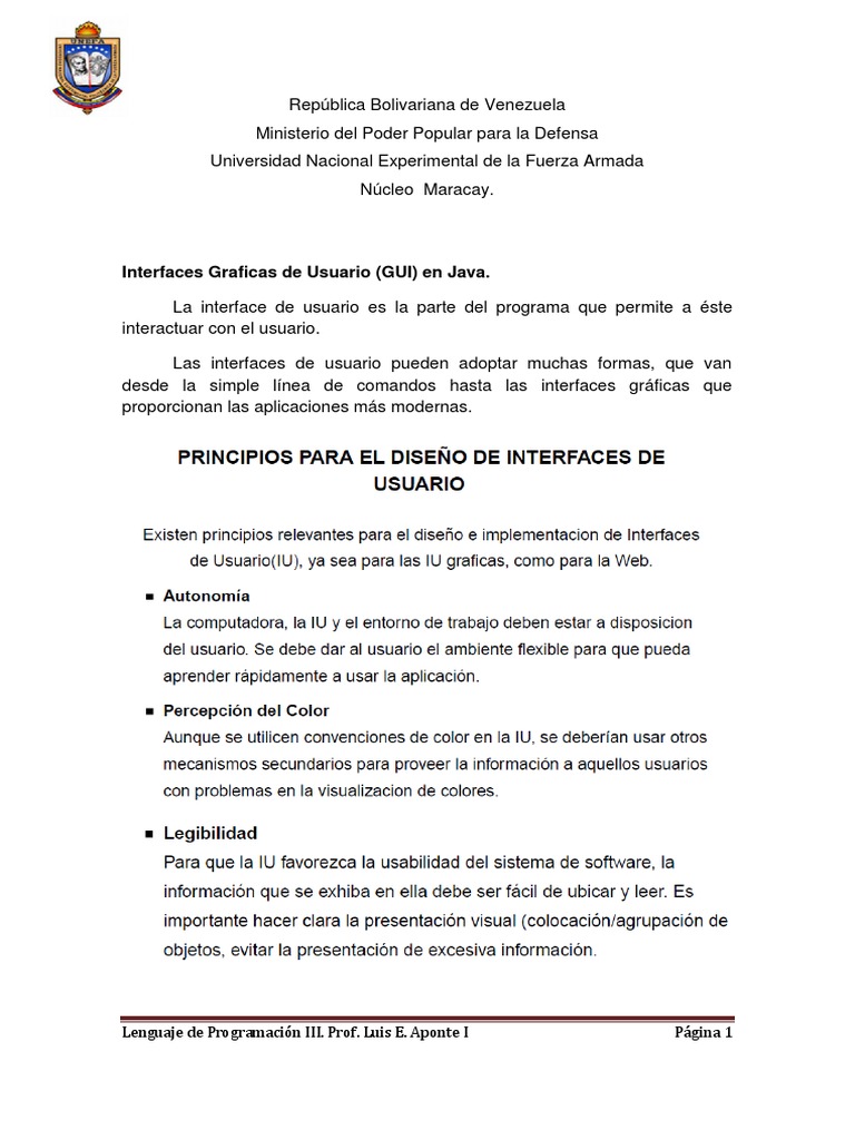Interfaz Grafica Java | PDF | Java (lenguaje de programación) | Bibliotecas de computadoras