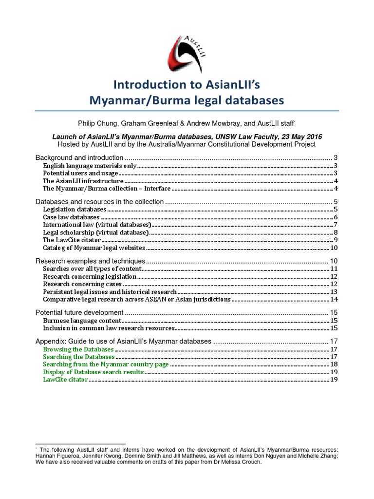AsianLII Myanmar Legal Databases Guide | PDF | Myanmar | Portable ...