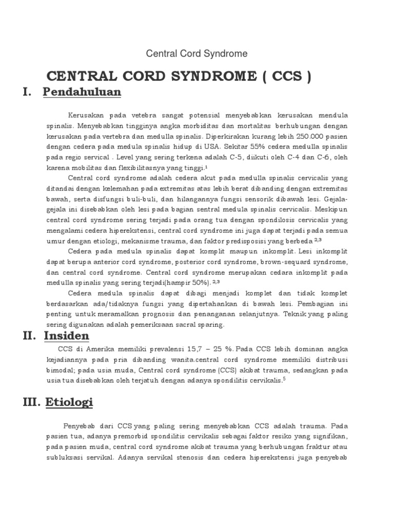Central Cord Syndrome | PDF | Sains & Matematika