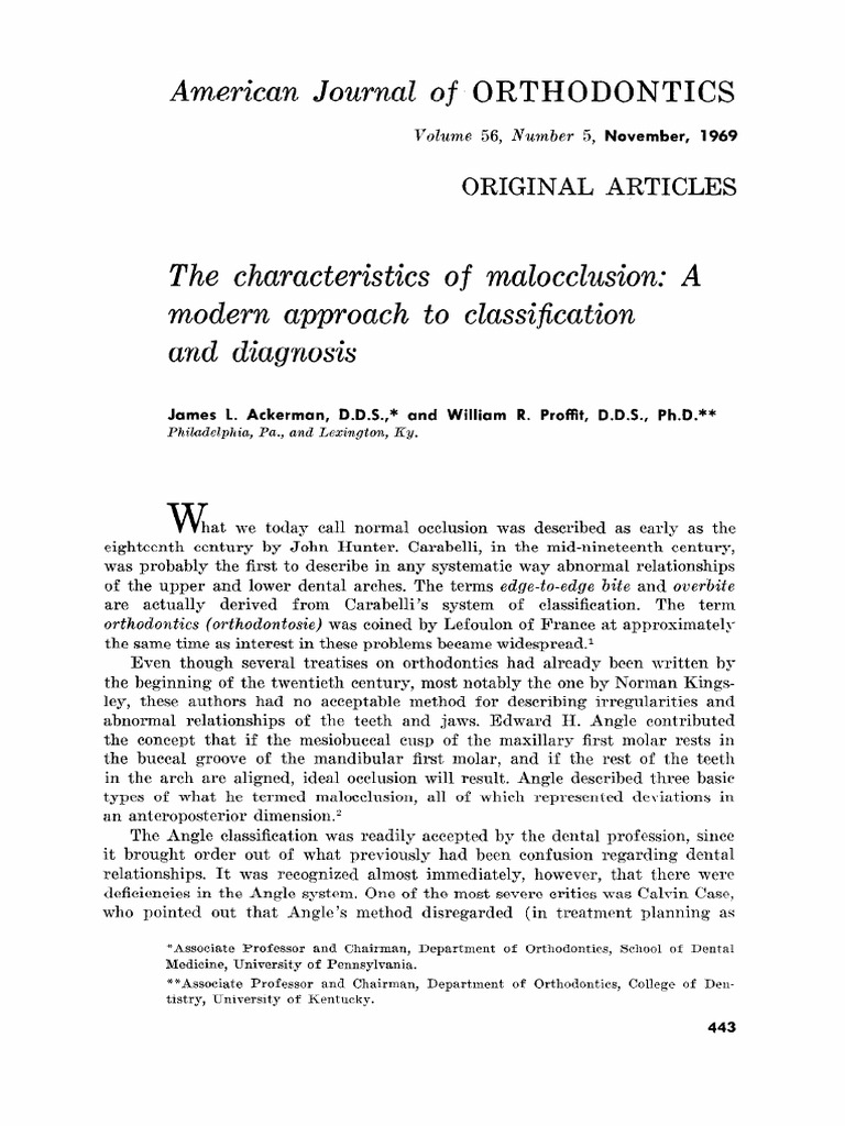 Ackerman Proffit 1969 | PDF | Orthodontics | Mouth