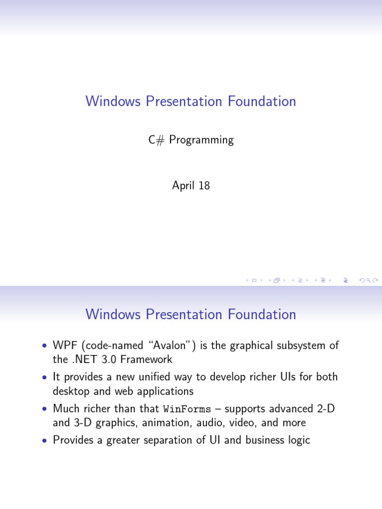 Windows Presentation Foundation: C# Programming | PDF | Extensible ...