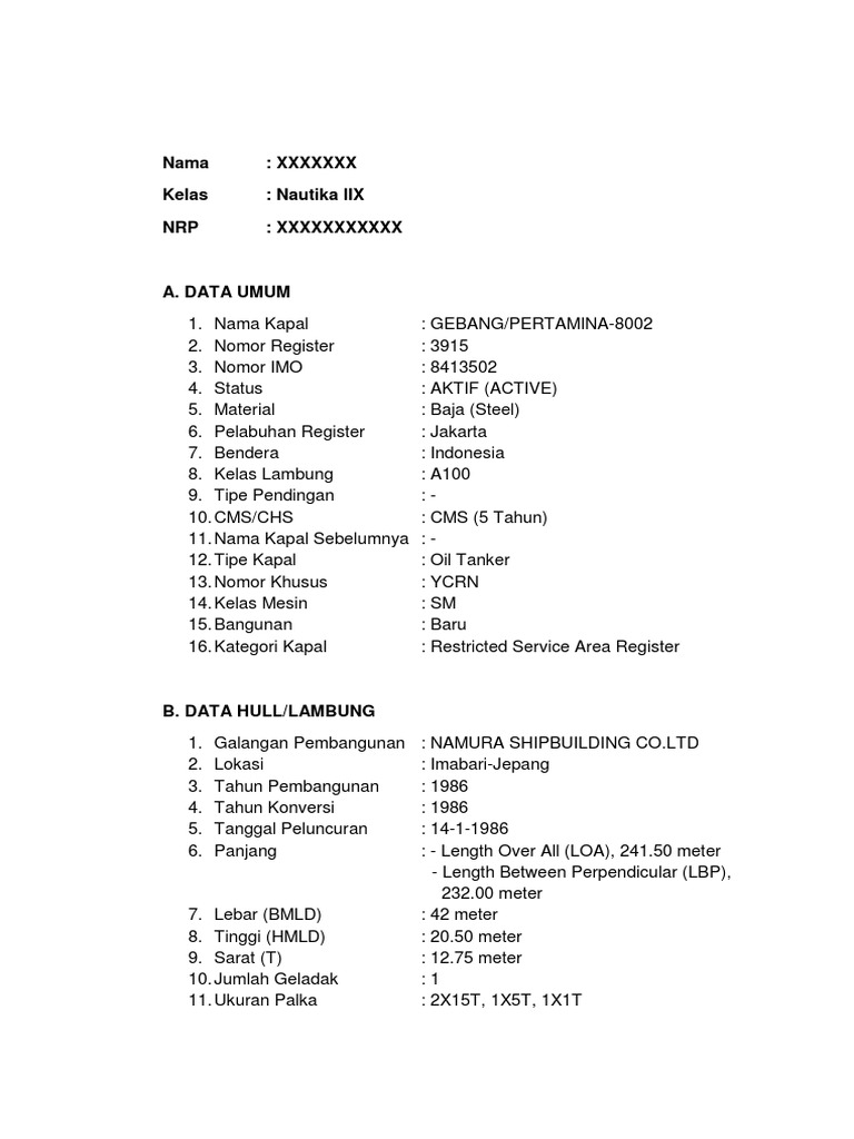 Contoh Tugas Data Kapal | PDF | Bisnis | Griya & Taman
