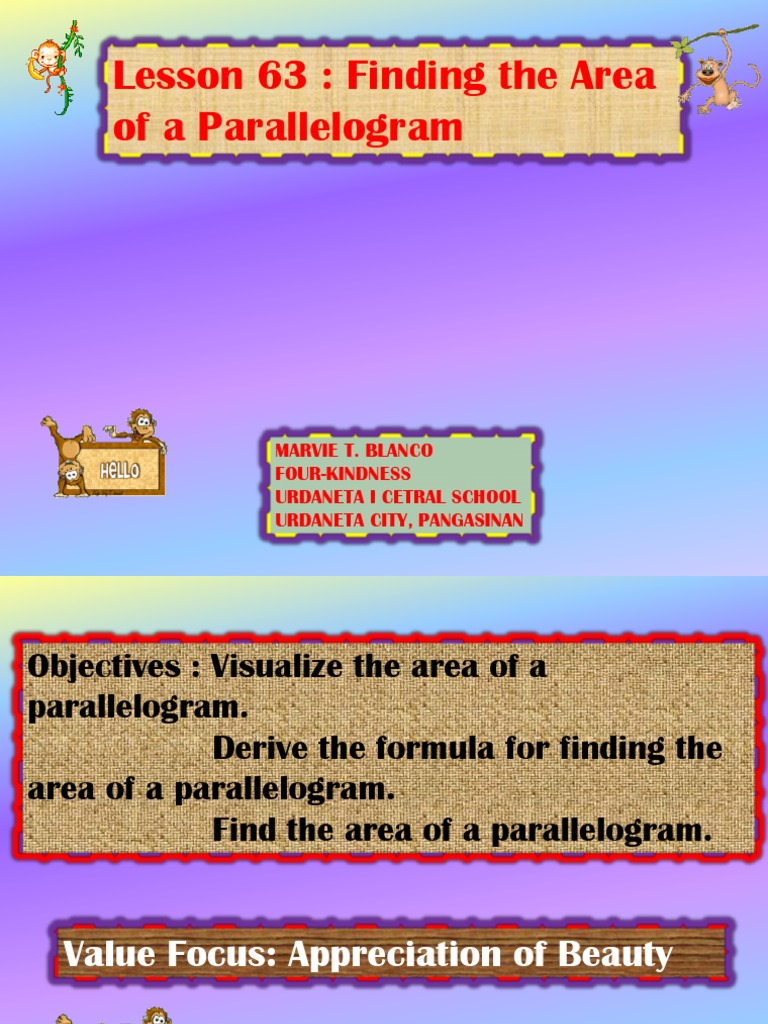 Q4 Lesson 63 Finding The Area of A Parallelogram Marvietblanco | PDF ...