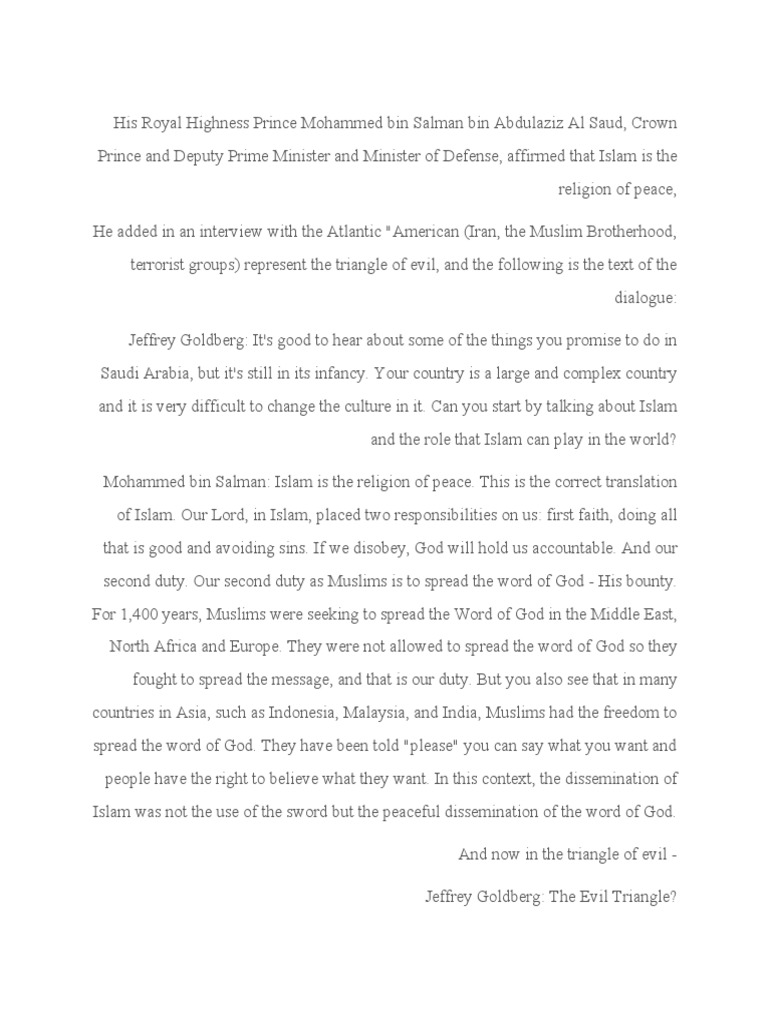 Prince Mohammed Bin Salman Interview | PDF | Wahhabism | Saudi Arabia