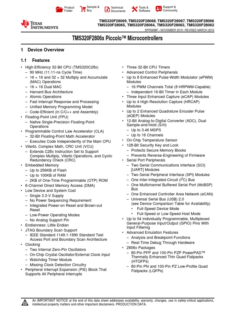 Datasheet Piccolo | PDF | Usb | Digital Technology
