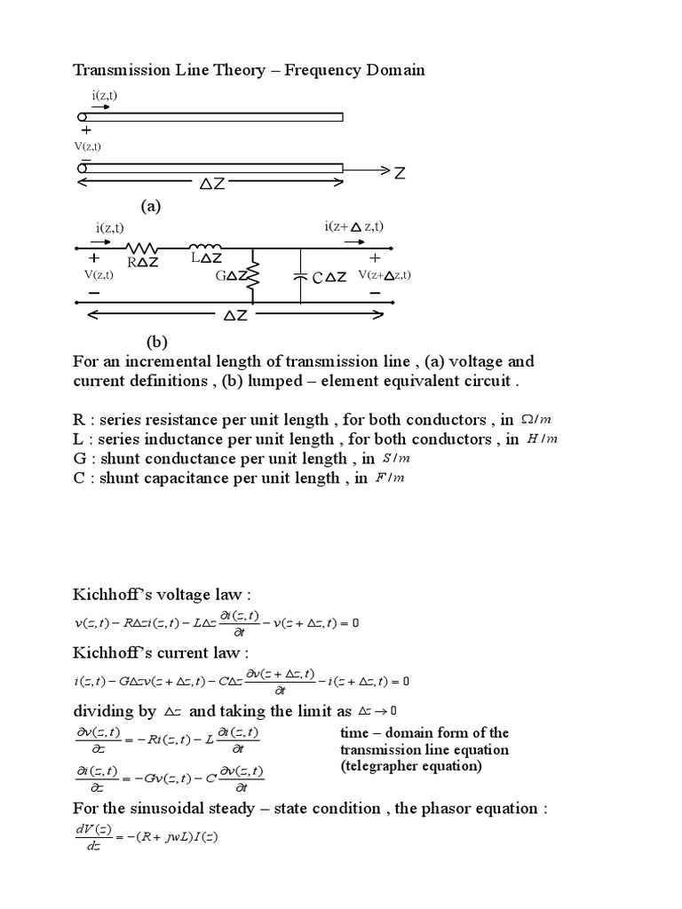 I (Z, T) L R I (Z+ Z, T) : Time - Domain Form of The Transmission Line ...