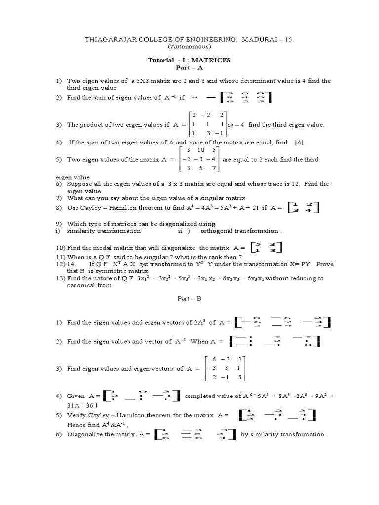 Matrices | PDF | Matrix (Mathematics) | Eigenvalues And Eigenvectors