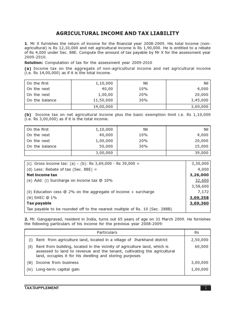 Agricultural Income and Tax Liability | PDF