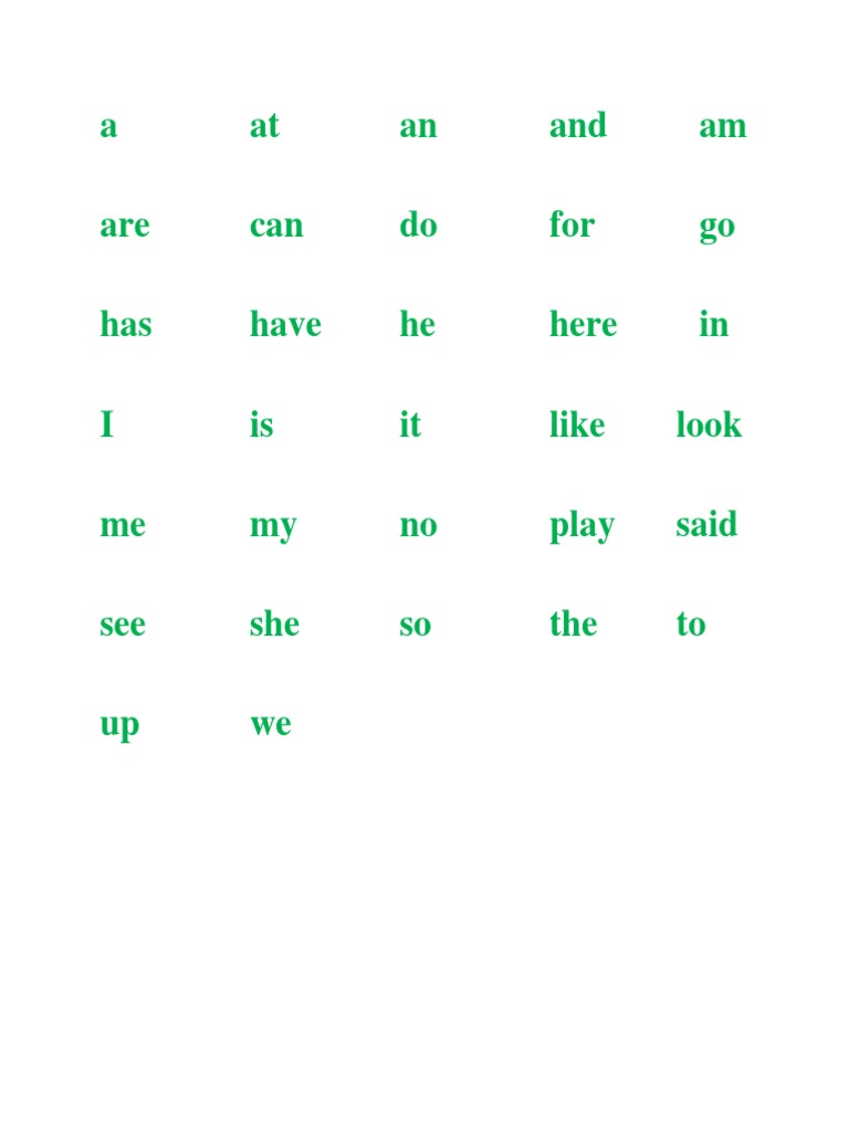 Kindergarten Sight Words | PDF