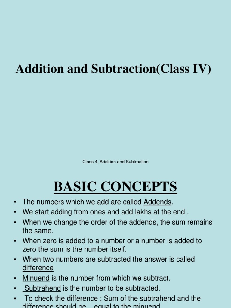 Unit 2 Class 4 Maths | PDF | Subtraction | Elementary Mathematics