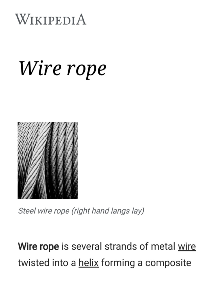 Wire Rope - Wikipedia | PDF | Manufactured Goods | Transport