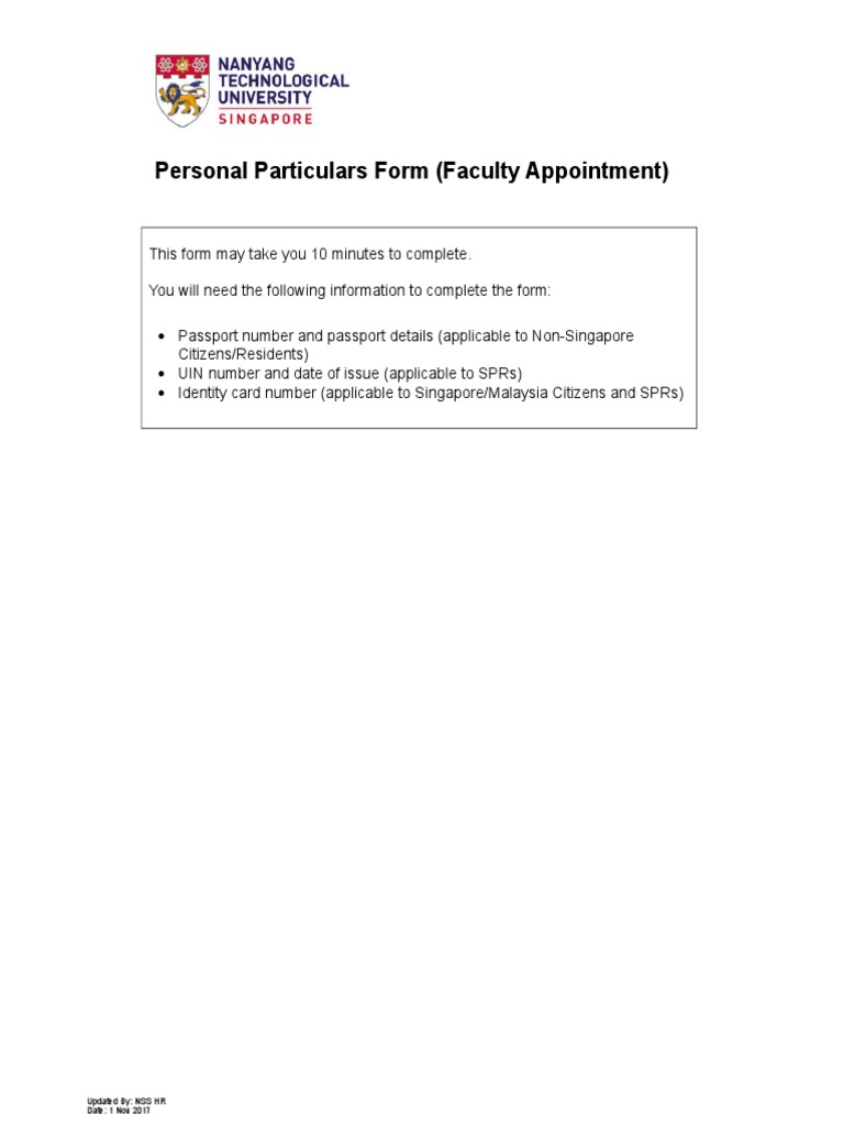 A Concise Guide to Completing the Personal Particulars Form for a ...