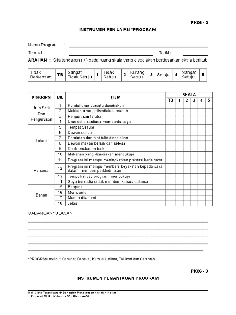 Pk06-3 Instrumen Penilaian Program | PDF