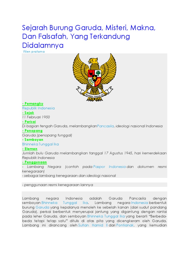 Sejarah dan Makna Burung Garuda | PDF