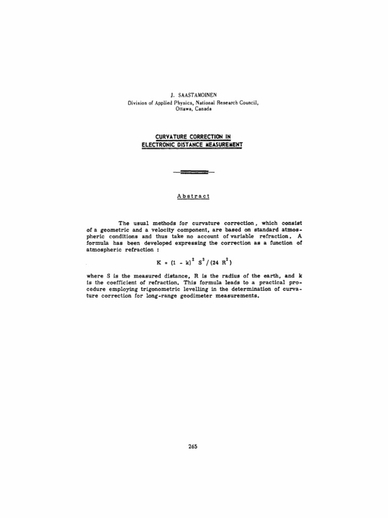 Curvature Correction in EDM Measurements | PDF | Refraction | Physical ...