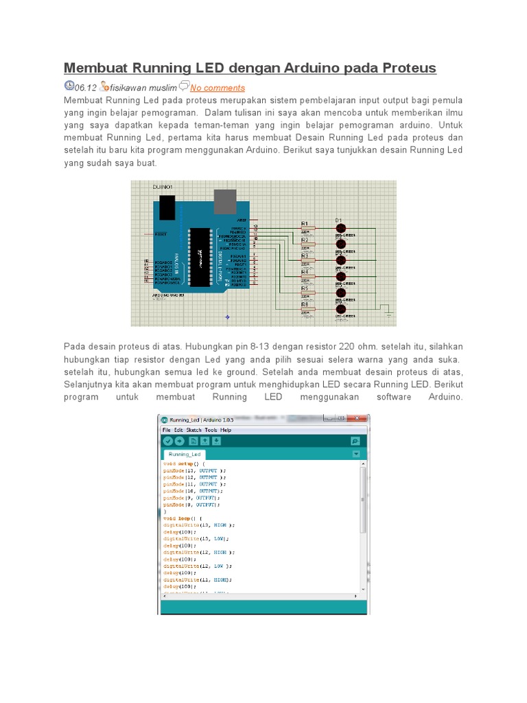Membuat Running LED Dengan Arduino Pada Proteus | PDF