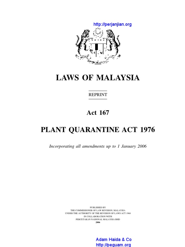 Act 167 Plant Quarantine Act 1976 | PDF | Quarantine | Sarawak