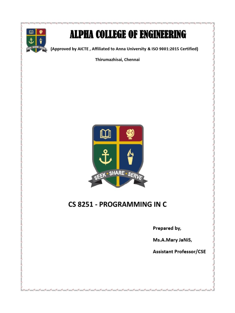 CS8251-Programming in C Notes | PDF | Object Oriented Programming ...