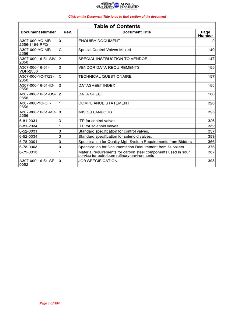Eil Tender A307 - 2356 - 1194 - Enq - Rev1 | PDF | Per Diem | Accountant