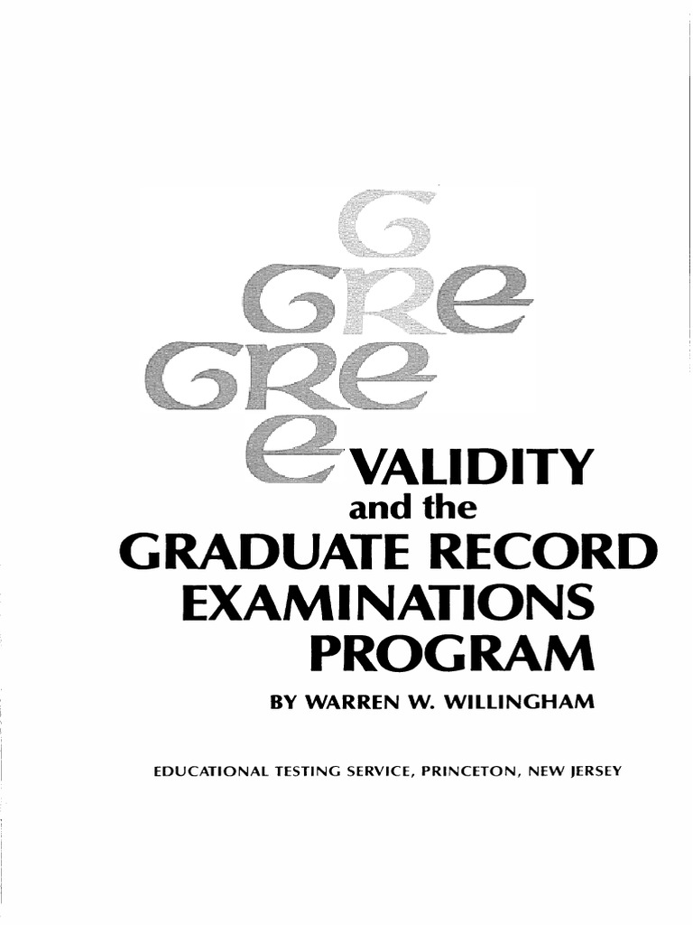 Validity Graduate Record Examinations Program: and The | PDF | Graduate ...