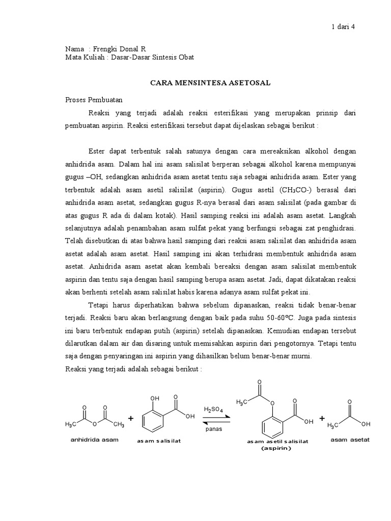 Sintesis Asetosal | PDF