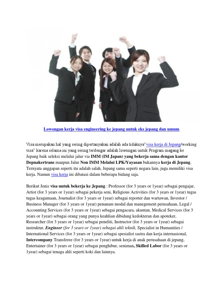Lowongan Kerja Engineer di Jepang | PDF | Teknologi & Rekayasa