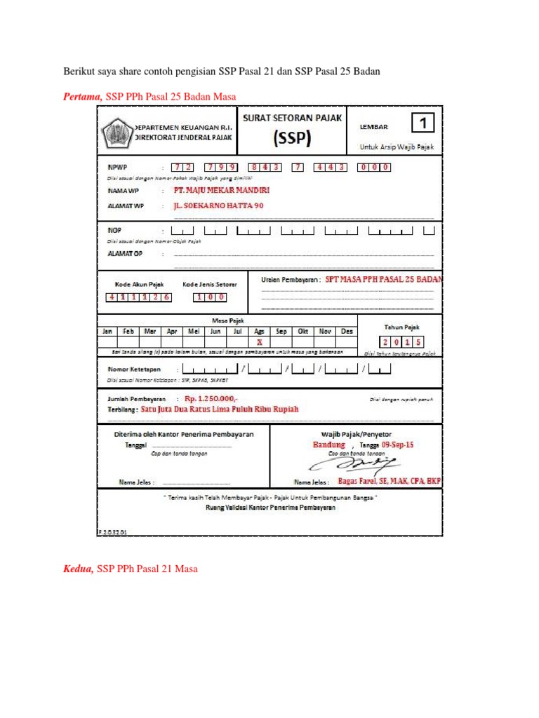 Contoh Pengisiian SSP | PDF