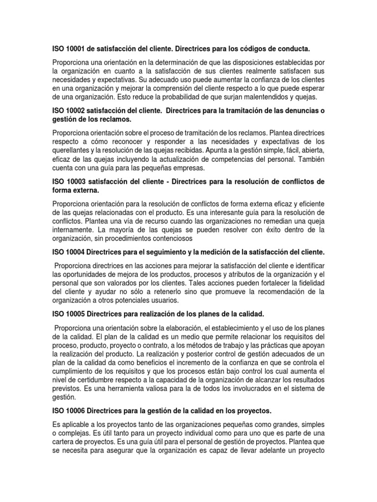ISO 10001 de Satisfacción Del Cliente | PDF | Calidad (comercial ...