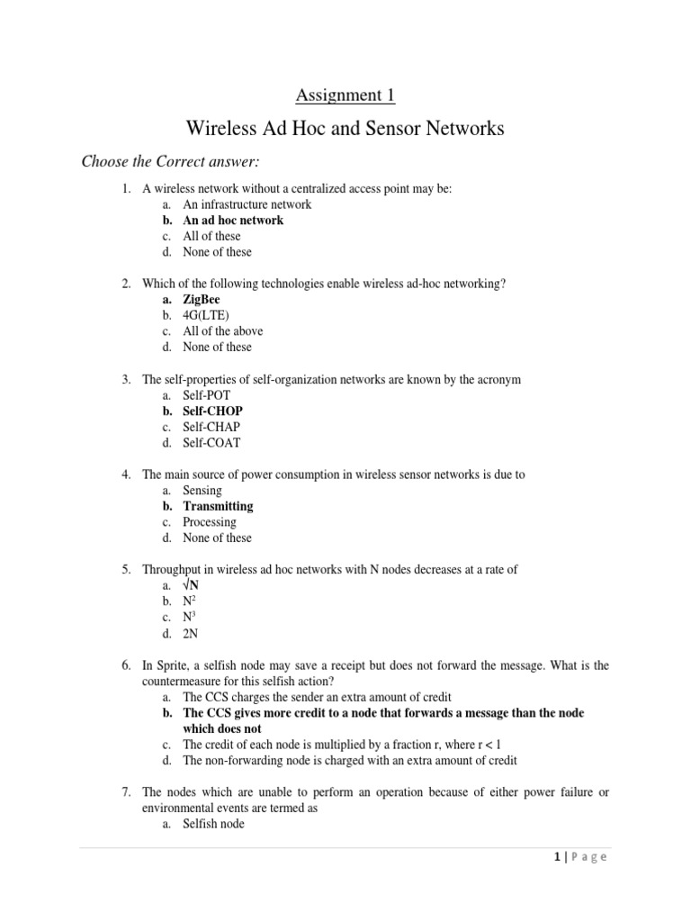 Assignment 1 Solution | Download Free PDF | Wireless Ad Hoc Network | Wireless Networking