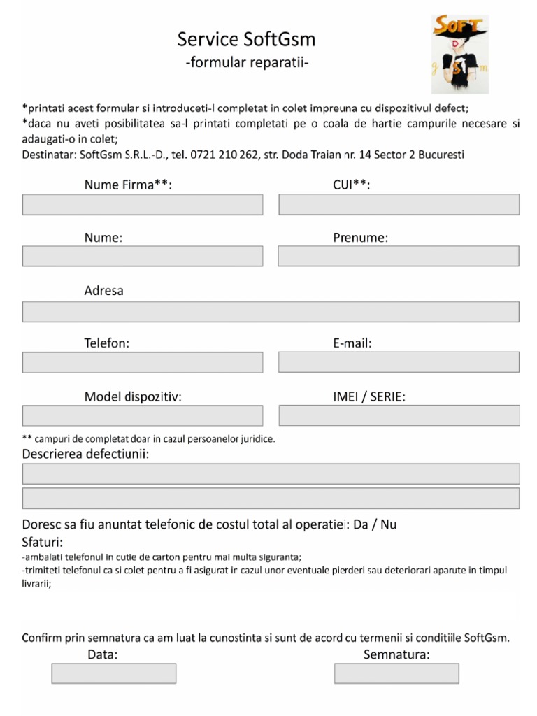 Formulare Fisa Service GSM | PDF