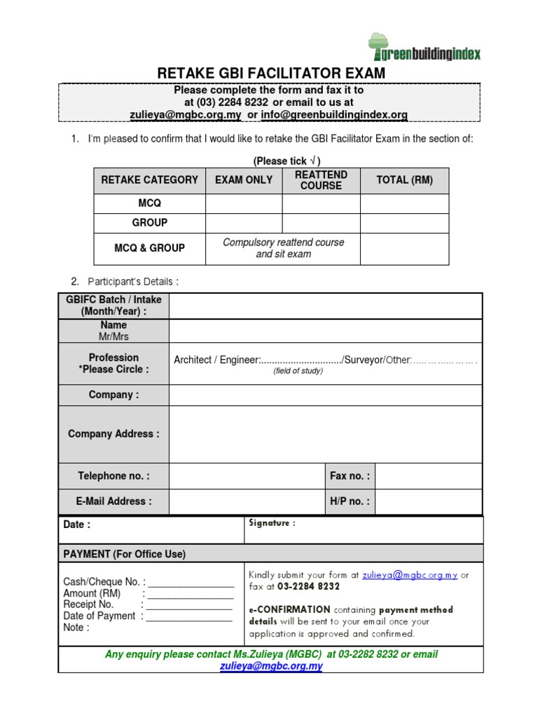 Retake Form of GBIF Examination | PDF