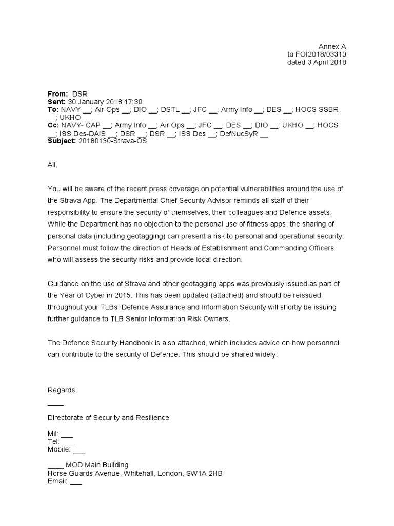 Ministry of Defence Email On Strava | PDF | Information Security ...