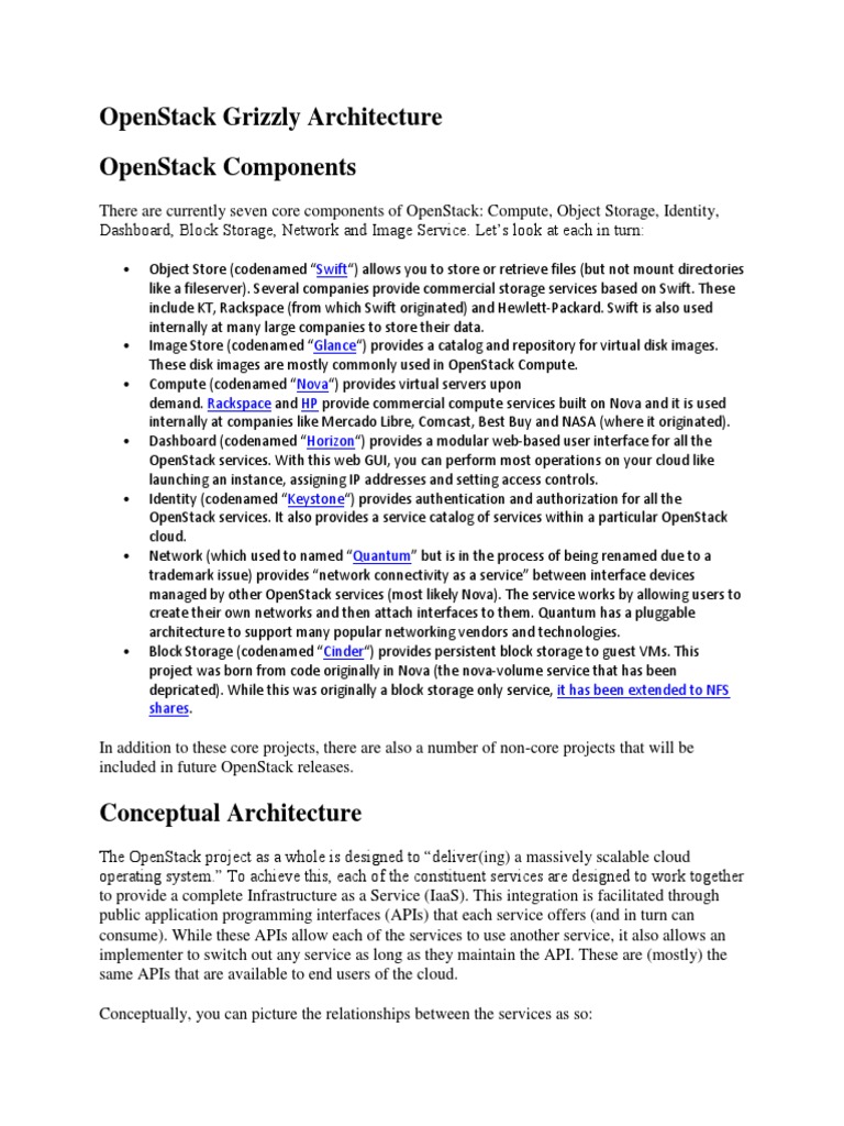 An In-Depth Look at the Architecture and Components of OpenStack Grizzly | PDF | Open Stack ...