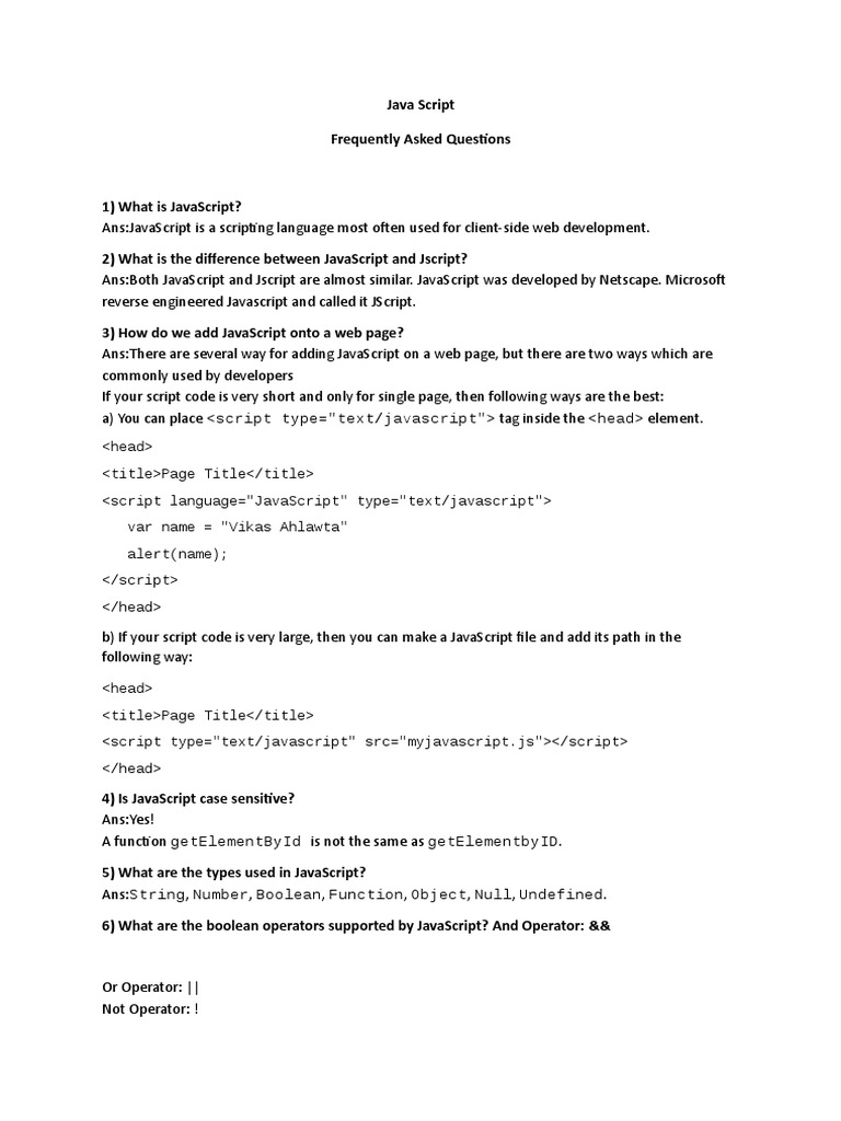 Js Viva Quesans Pdf Java Script Object Oriented Programming