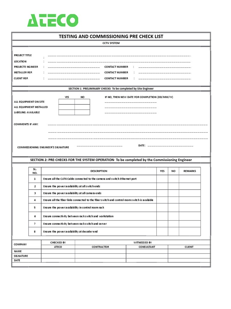 Testing and Commissioning Pre-Check List (ID 1506) | PDF | Internet ...