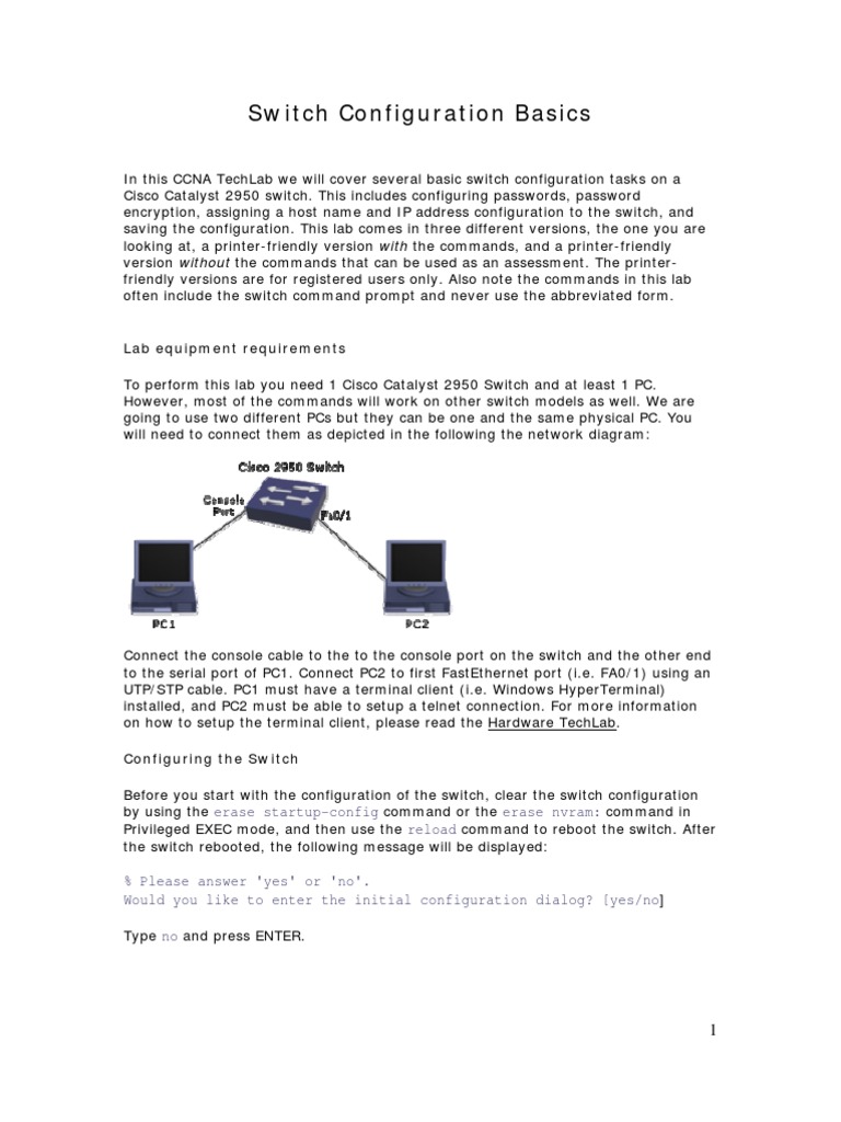 Switch Configuration Basics | PDF | Booting | Command Line Interface
