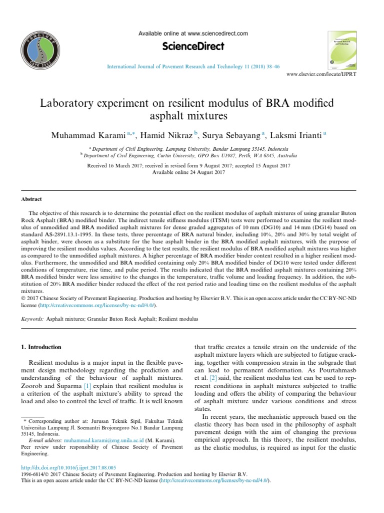 Laboratory Experiment On Resilient Modulus of Rba Modified Asphalt ...