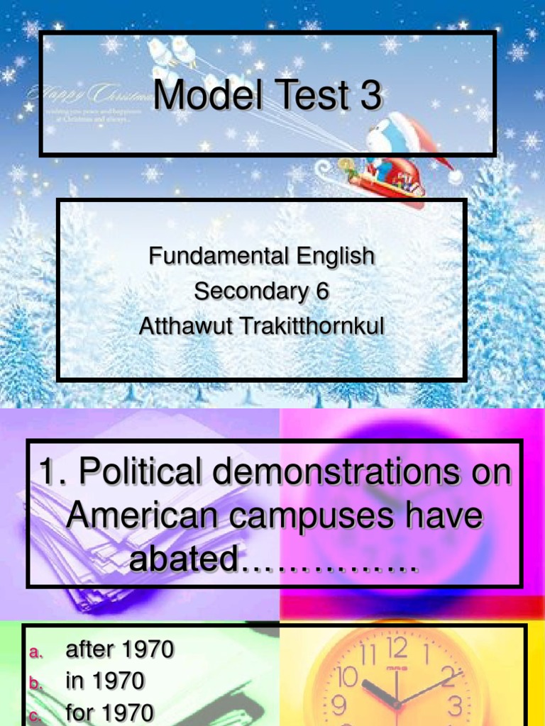 Model Test 3: Fundamental English Secondary 6 Atthawut Trakitthornkul ...