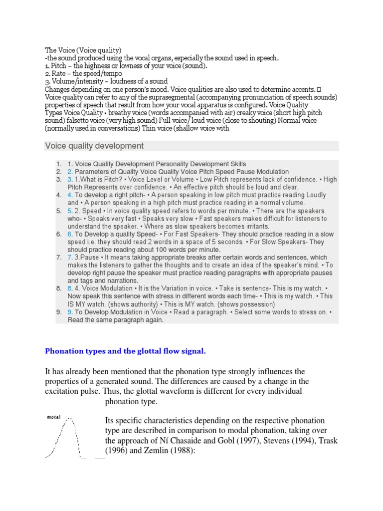 Voice Quality Development | PDF | Human Voice | Pitch (Music)