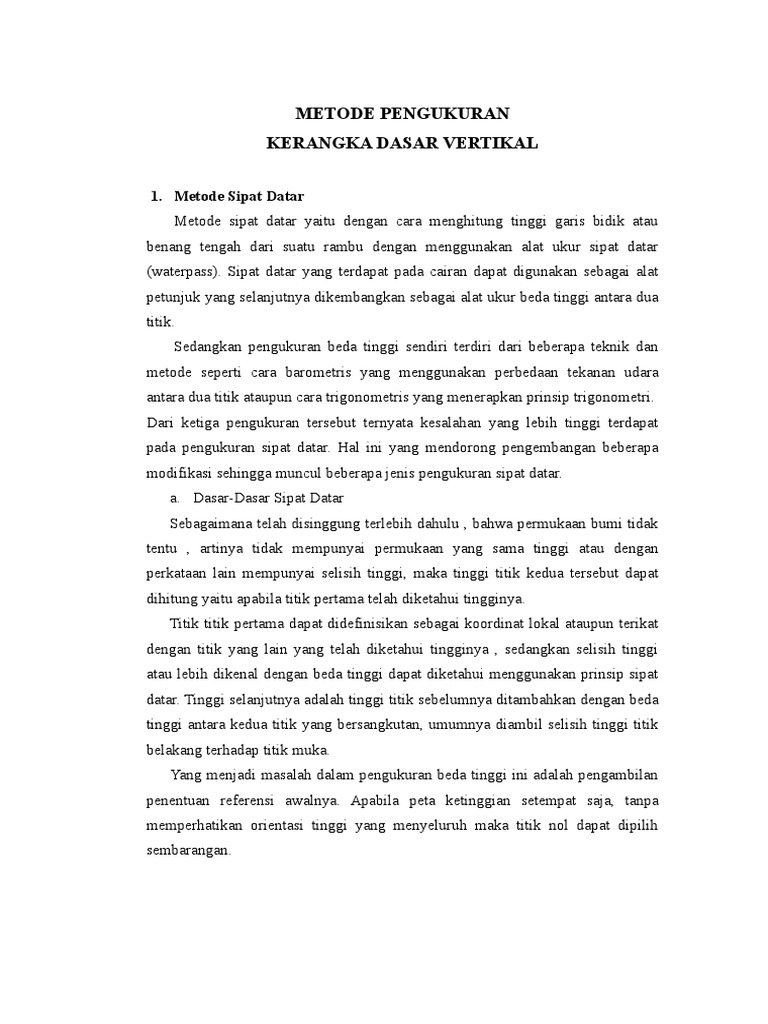Metode Pengukuran Kerangka Dasar Vertikal | PDF