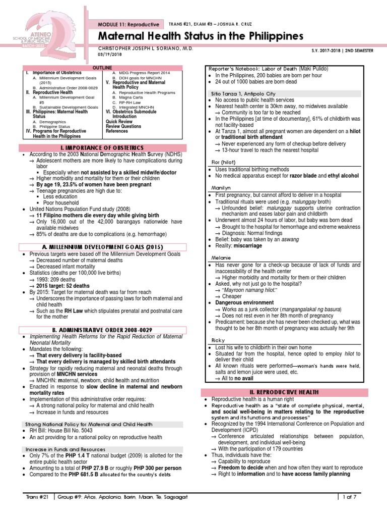11.21 - Maternal Health Status in The Philippines | PDF | Maternal ...