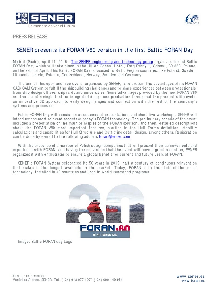 2 Foran v80 Launch Date | PDF | Engineering | Science And Technology