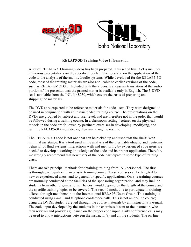 Relap Training Info | PDF | Cognition | Computing