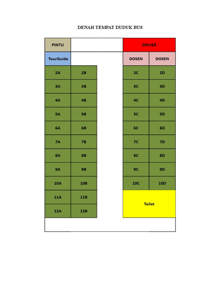 Denah Bus Dan Daftar Tempat Duduk Peserta | PDF